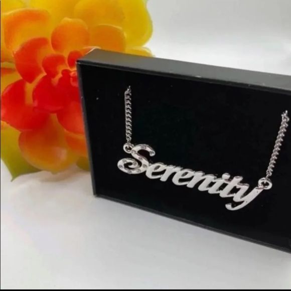 Jewelry | 18k White Gold Plated Serenity Name Necklace | Poshmark